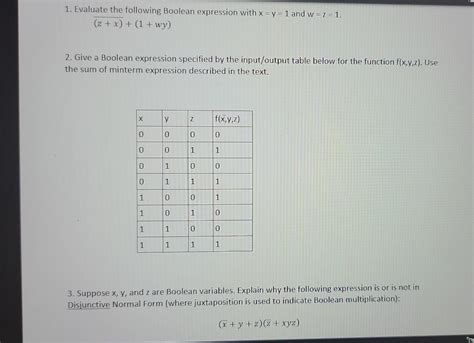 Solved 1 Evaluate The Following Boolean Expression With Chegg