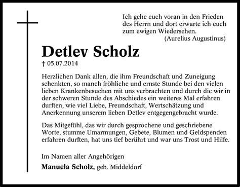 Traueranzeigen Von Detlev Scholz Trauer In NRW De