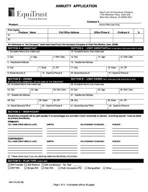Fillable Online ANNUITY APPLICATION EquiTrust Fax Email Print PdfFiller