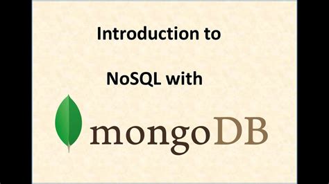 introduction to nosql with mongodb part 1 youtube