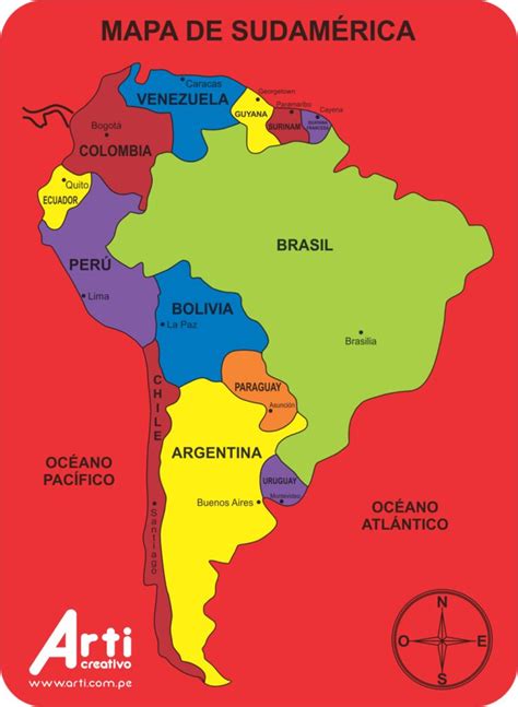 Mapa de Sudamérica Arti Creativo Mapas Sudamerica Remedios para