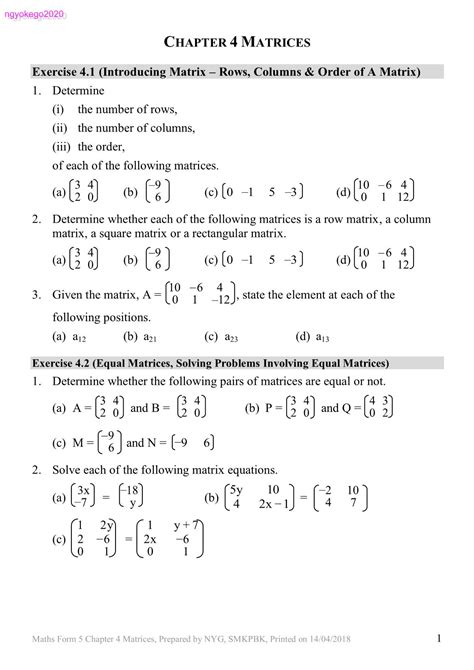 chapter 4 matrices ngyokego page 1 6 flip pdf online pubhtml5