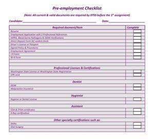 24 Free Printable Pre Employment Checklist Templates PDF Template