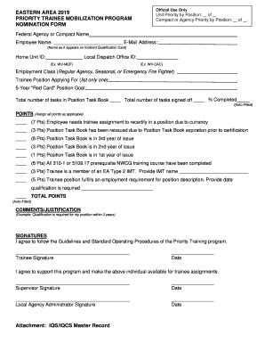 Fillable Online Gacc Nifc Priority Trainee Mobilization Program