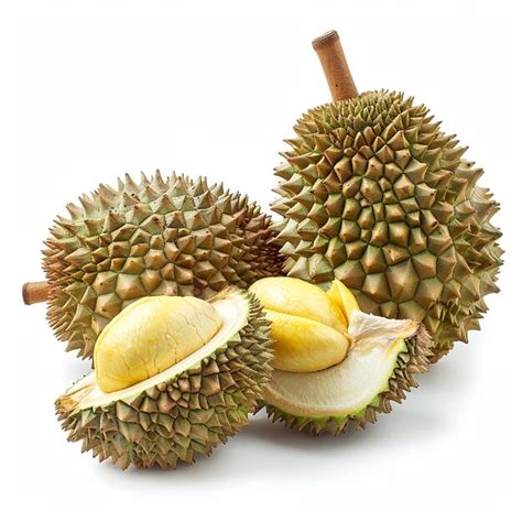 A Durian Fruit Isolated On White Background Premium AI Generated Image
