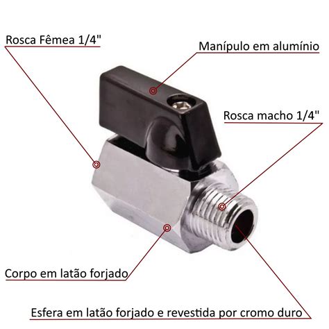 Registro Válvula Esfera Mini 1 4 Macho X 1 4 Fêmea é na Trucão Auto