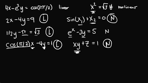 examples of linear and nonlinear equations youtube