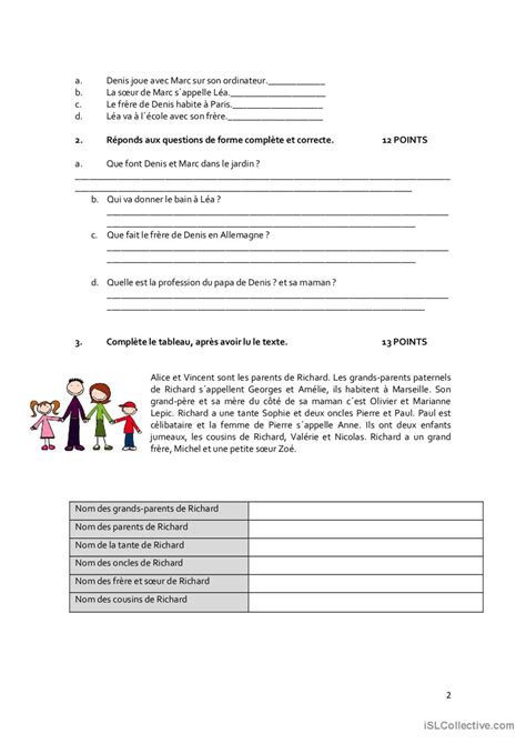 Epreuve Globale 7 année niveau 1 co Français FLE fiches pedagogiques