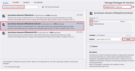 getting started sfdatagrid xamarin android syncfusion
