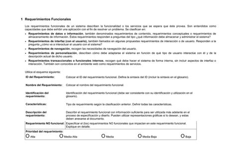 Requerimientos Funcionales Ejemplos