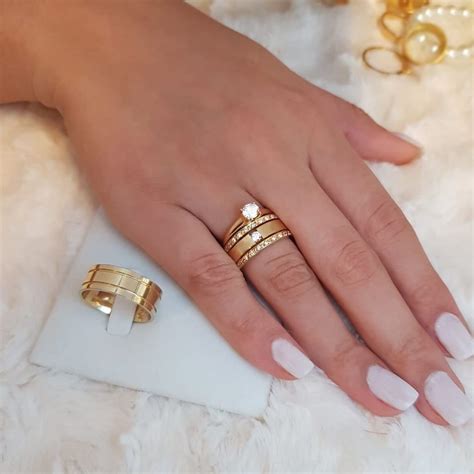 Anel De Ouro 18k Feminino Quattro Anelli