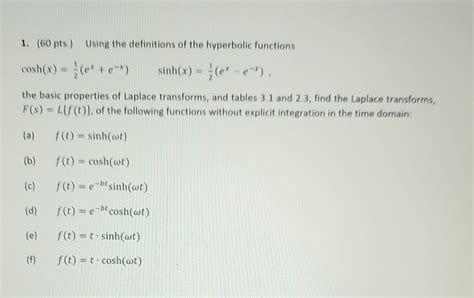 solved 1 60 pts using the definitions of the hyperbolic