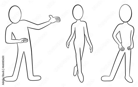 Cartoon People Black And White Stock Vector Adobe Stock