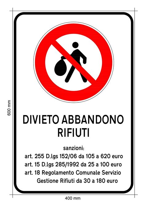 Rettangolo Cm 4060 Divieto Abbandono Rifiuti Shop Versilia