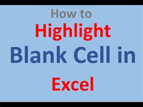 How To Highlight Blank Cell In Excel Youtube
