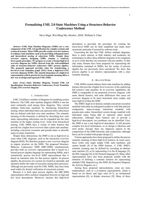 pdf formalizing uml 2 0 state machines using a structure behavior coalescence method