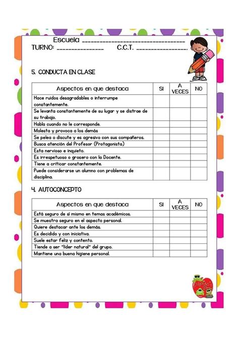 Maravillosos Formatos Para La Evaluaci N Y Seguimiento De La Conducta