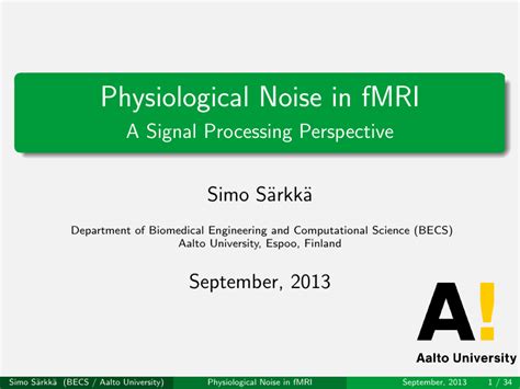 physiological noise in fmri a signal processing perspective