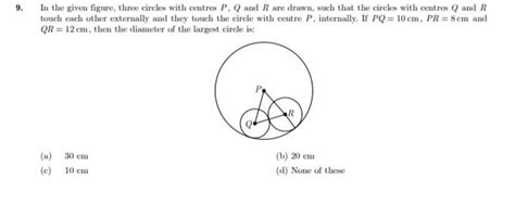 In The Given Figure Three Circles With Centres P Q And R Are Drawn S