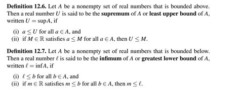 solved definition 12 6 let a be a nonempty set of real numbers that is bounded above then a