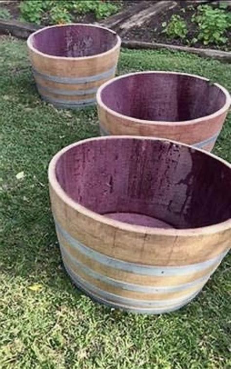 1 2 Oak Wine Barrel Planter Whiskey And Wine Barrel Planters Etsy