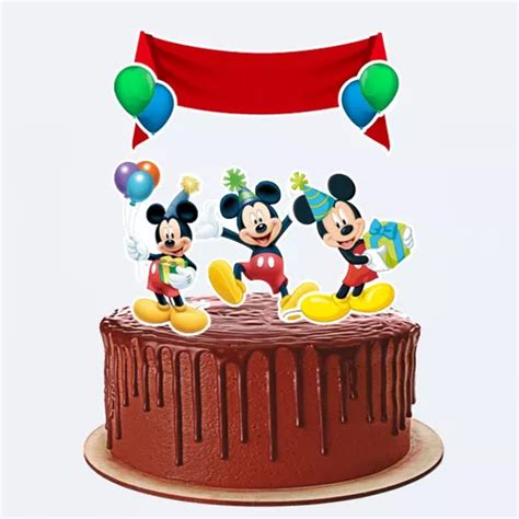 Topo De Bolo Topper Personalizado Mickey Festa Aniversário à venda em