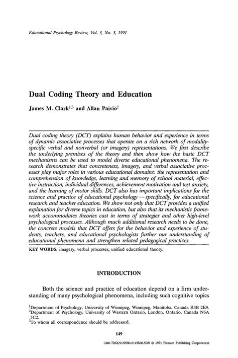 pdf dual coding theory and education
