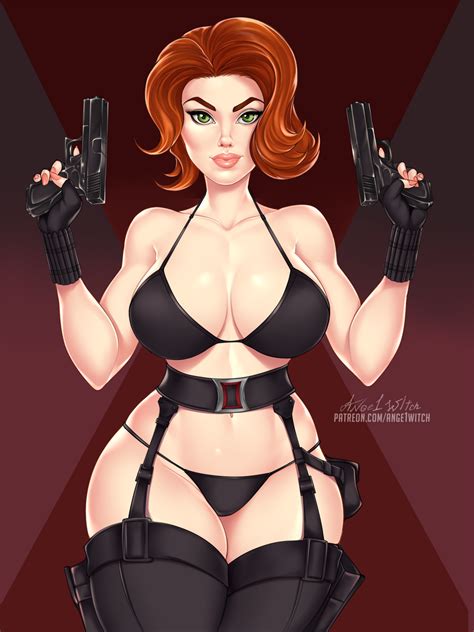 Rule 34 1girls Ange1witch Big Breasts Black Widow Marvel Bra Breasts Cleavage Dual Wielding