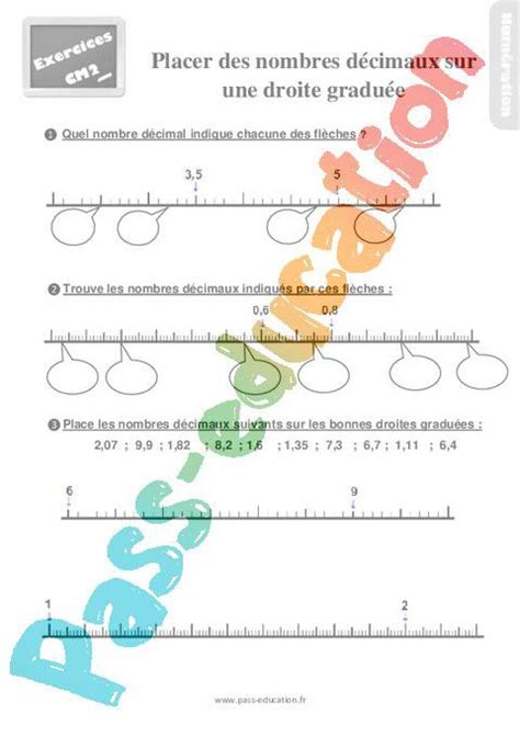 Placer des nombres décimaux sur une droite graduée Cm2 Exercices
