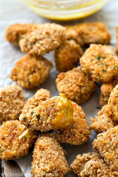 Extra Crispy Baked Chicken Nuggets With Honey Mustard Dip Whole And Heavenly Oven