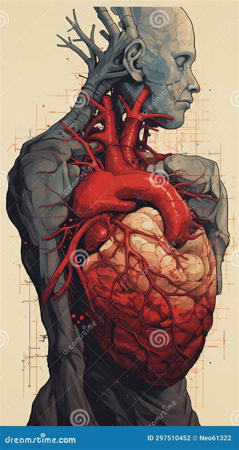 Heart Inside Of The Body Anatomy Graphic Generative AI Stock