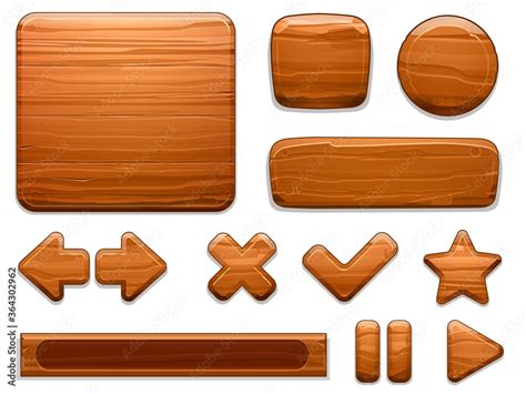 Wooden Ui Wood Textured Plate Frame Cartoon Banner Panel And Game