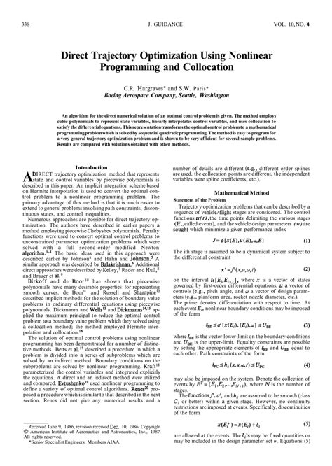pdf direct trajectory optimization using nonlinear programming and collocation