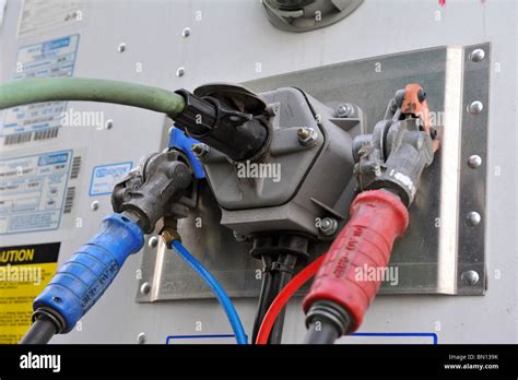 Brake Air Lines On Semi Tractor Trailer Glad Hands Stock Photo
