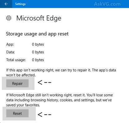 Tip Reset Or Repair Microsoft Edge Web Browser In Windows 10 AskVG