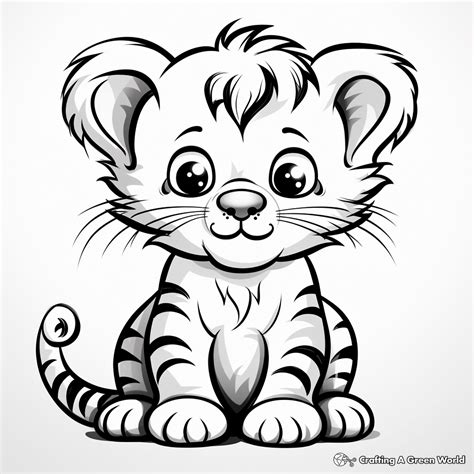 Cute Cartoon Tigers Coloring Pages