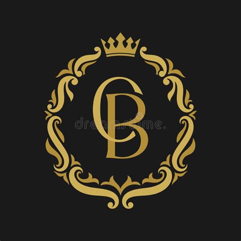 Cb Letter Gold Floral Vintage Logo Template Stock Vector