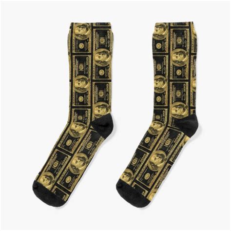 100 Dollar Bill Black Gold Socks For Sale By BuksDesigns Redbubble