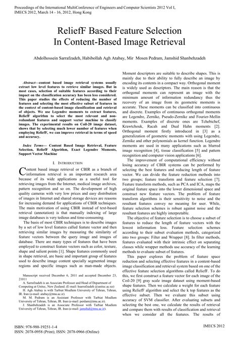 pdf relieff based feature selection in content based image retrieval