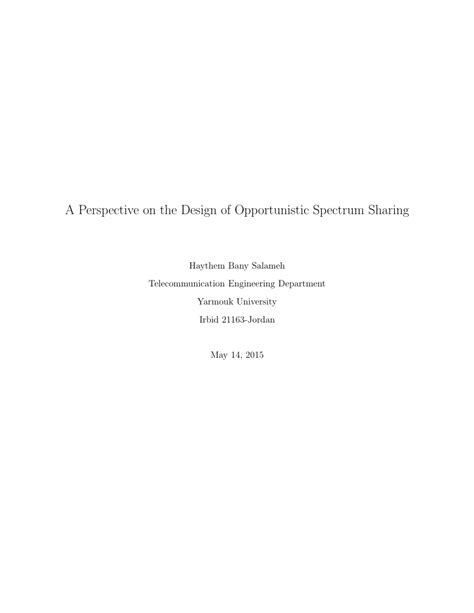 pdf a perspective on the design of opportunistic spectrum sharing