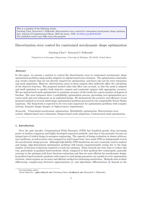 pdf discretization error control for constrained aerodynamic shape optimization