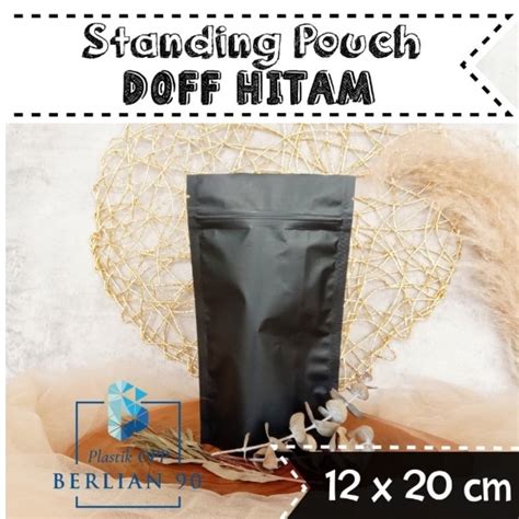 Jual ISI 50 PCS STANDING POUCH SUPER HITAM 250 GRAM DOFF ZIPPER KLIP