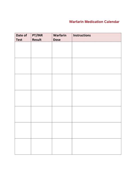 Medication Chart Printable
