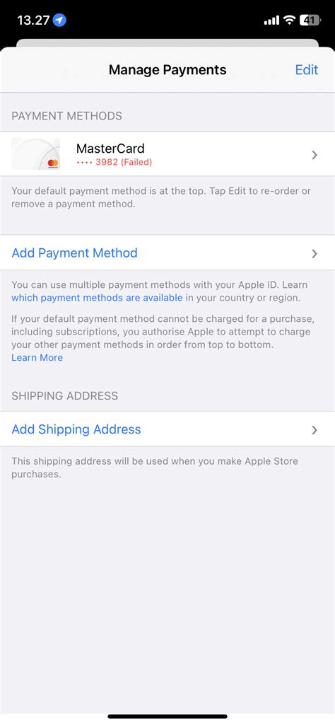 Unable To Update Apple Id Payment Method Apple Community