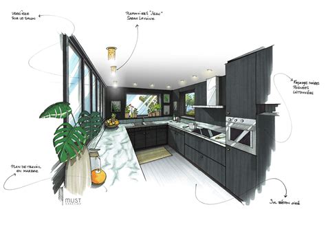 Client MEEJ RENNES Dessin illustration d architecture intérieure à