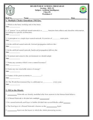 Fillable Online Artificial Intelligence MCQ Multiple Choice Questions