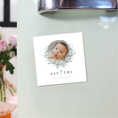Magnet Faire part Baptême Petite Croix Popcarte