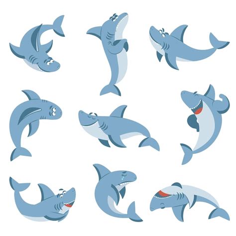 Tiburón de dibujos animados tiburones gráficos peces lindos para niños