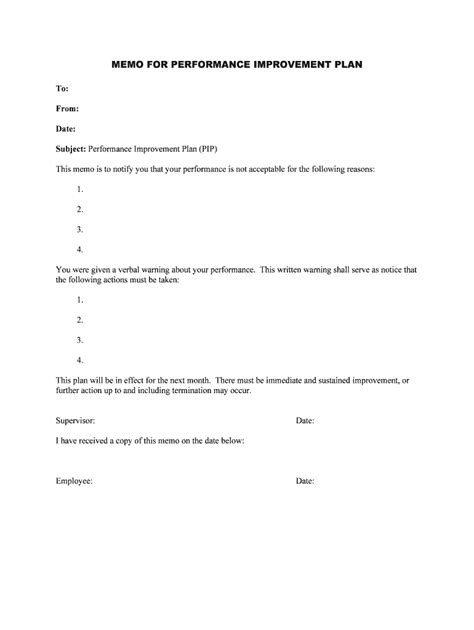 Performance Improvement Plan Templates Examples Fill Out And