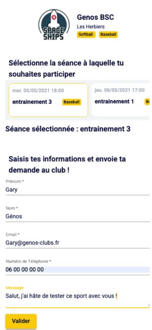 Génos Clubs Guide Utilisateur Séance découverte Génos Clubs l
